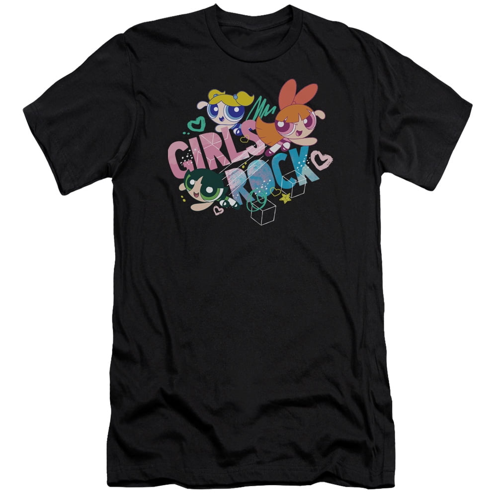 Powerpuff Girls Girls Rock HBO S/S Adult 30/1 T-Shirt Black - Walmart.com