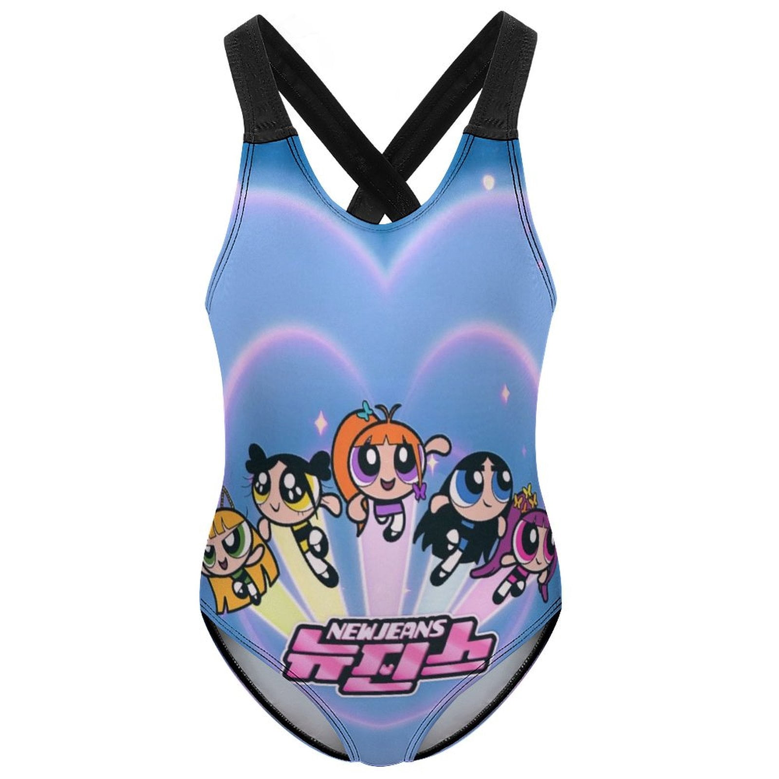 Powerpuff Girls Girls Swimwear Cartoon Cross Shoulder Swimsuit Bathing ...
