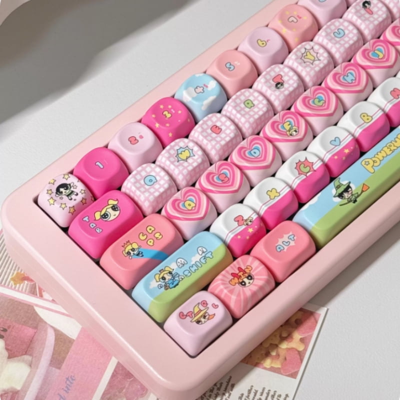 The Powerpuff Girls Keycaps Set Cute Childhood Themed Mechanical ...