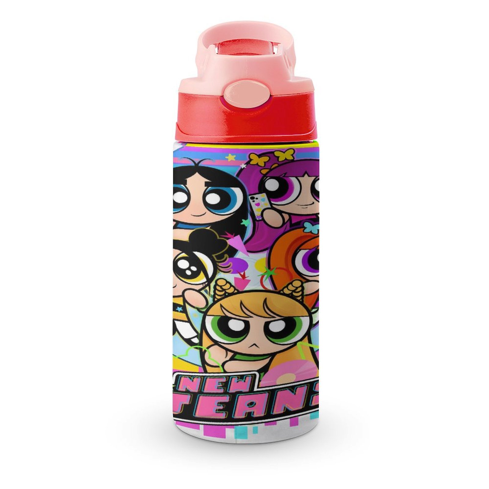 Powerpuff Girls Kids Water Bottle with Straw Lid Insulated Stainless ...