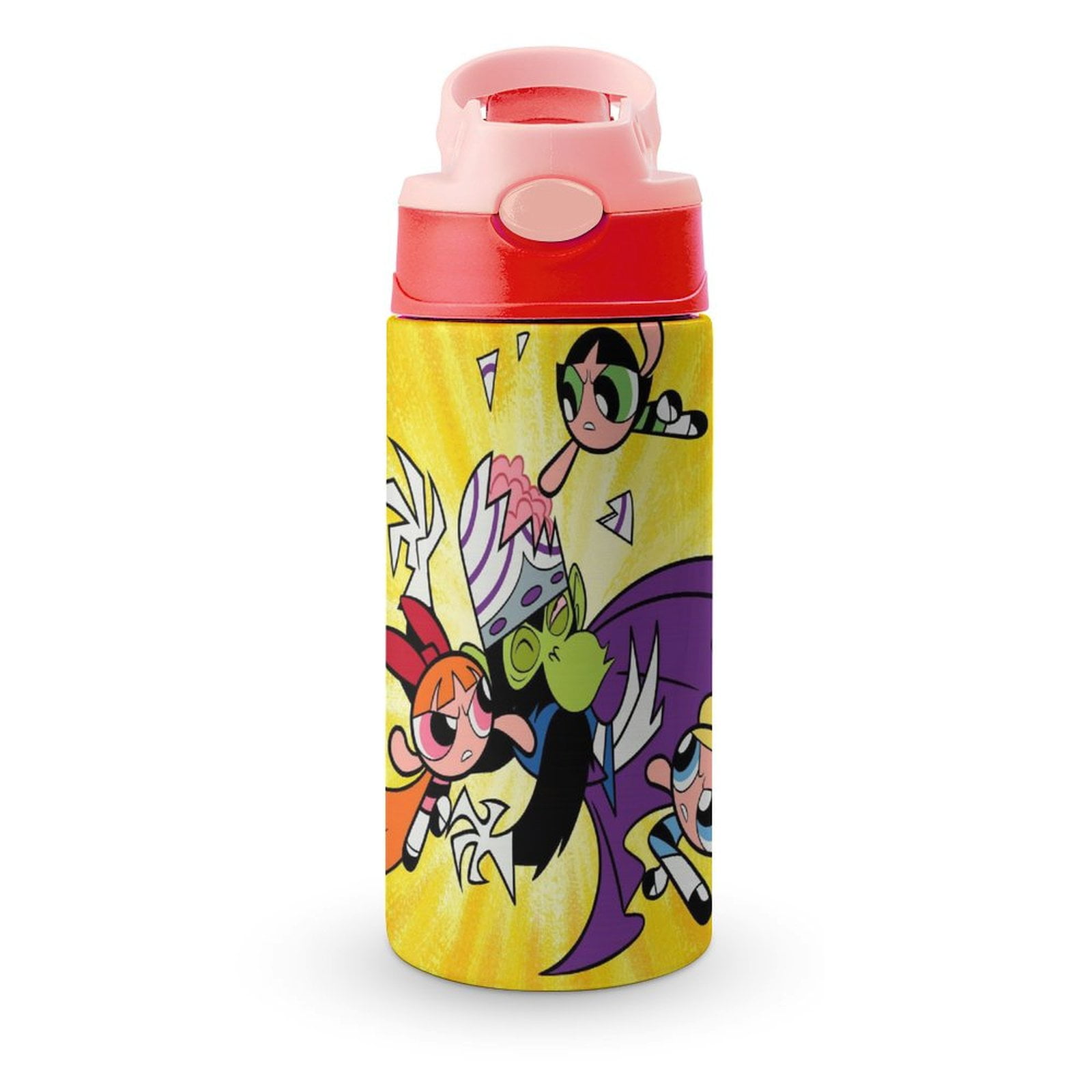 Powerpuff Girls Kids Water Bottle with Straw Lid Insulated Stainless Steel Reusable Tumbler for ...