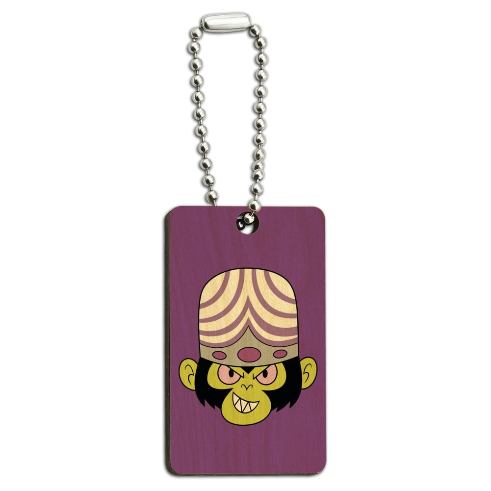 Powerpuff Girls Mojo Jojo Head Wood Wooden Rectangle Keychain Key Ring ...