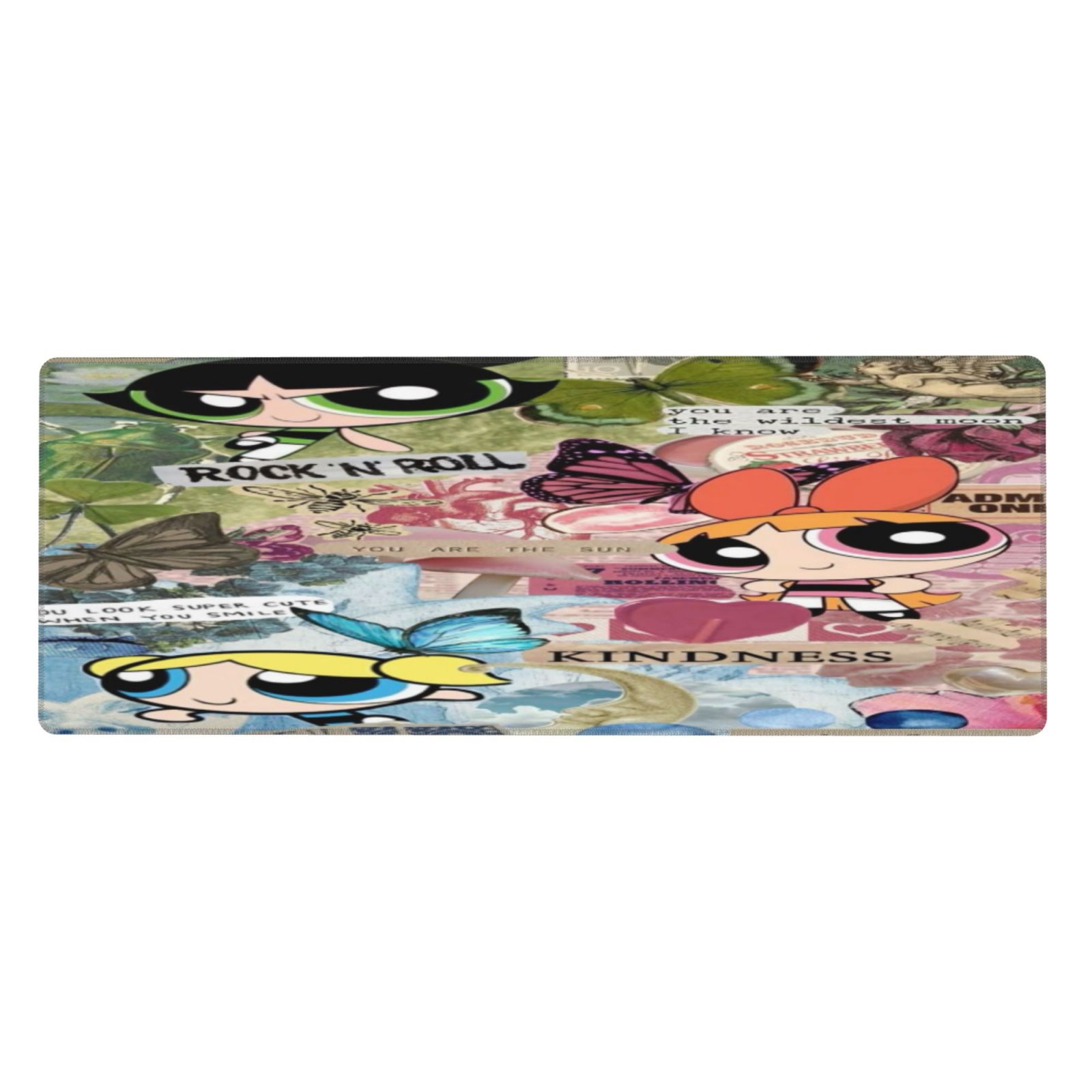 Powerpuff Girls Mouse Pad with Stitched Edge Desk Mat Keyboard Pad for ...