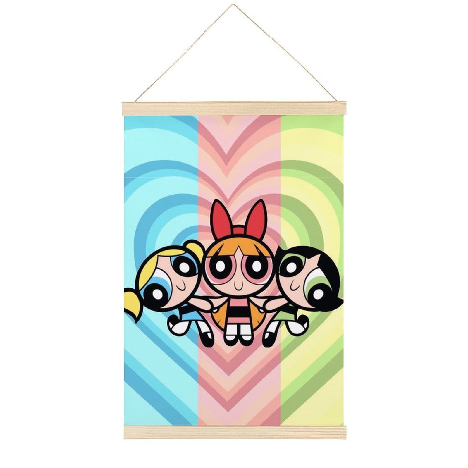 Powerpuff Girls Poster Wall Fabric Decor Hanging Paintings Wood Frame ...