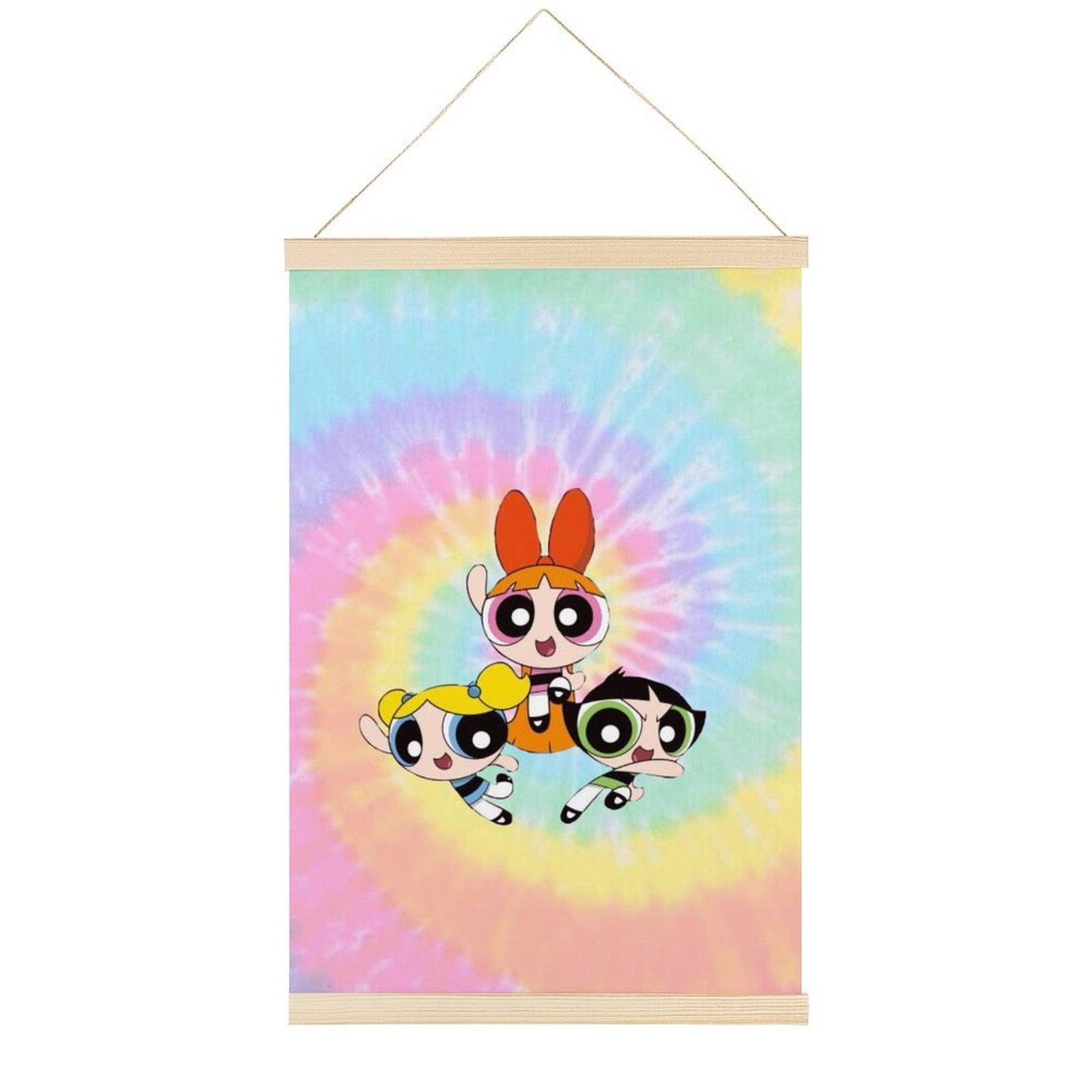 Powerpuff Girls Poster Wall Fabric Decor Hanging Paintings Wood Frame ...