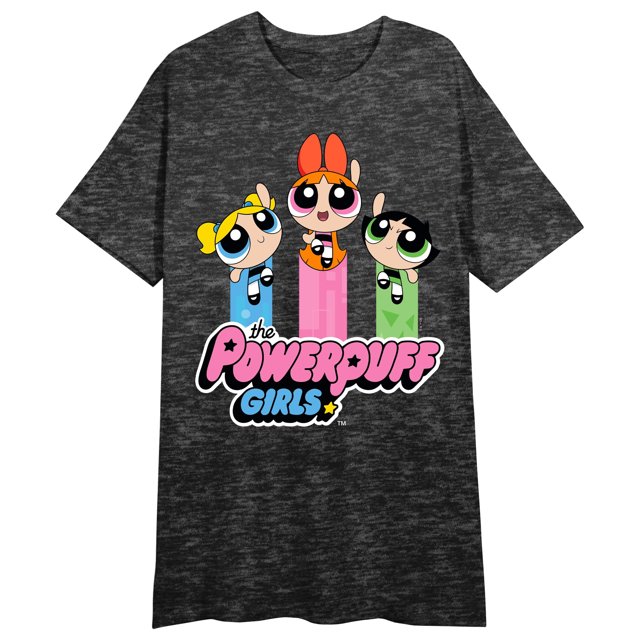 Powerpuff Girls Reboot CHaracters Flying Above Logo Crew Neck Short ...
