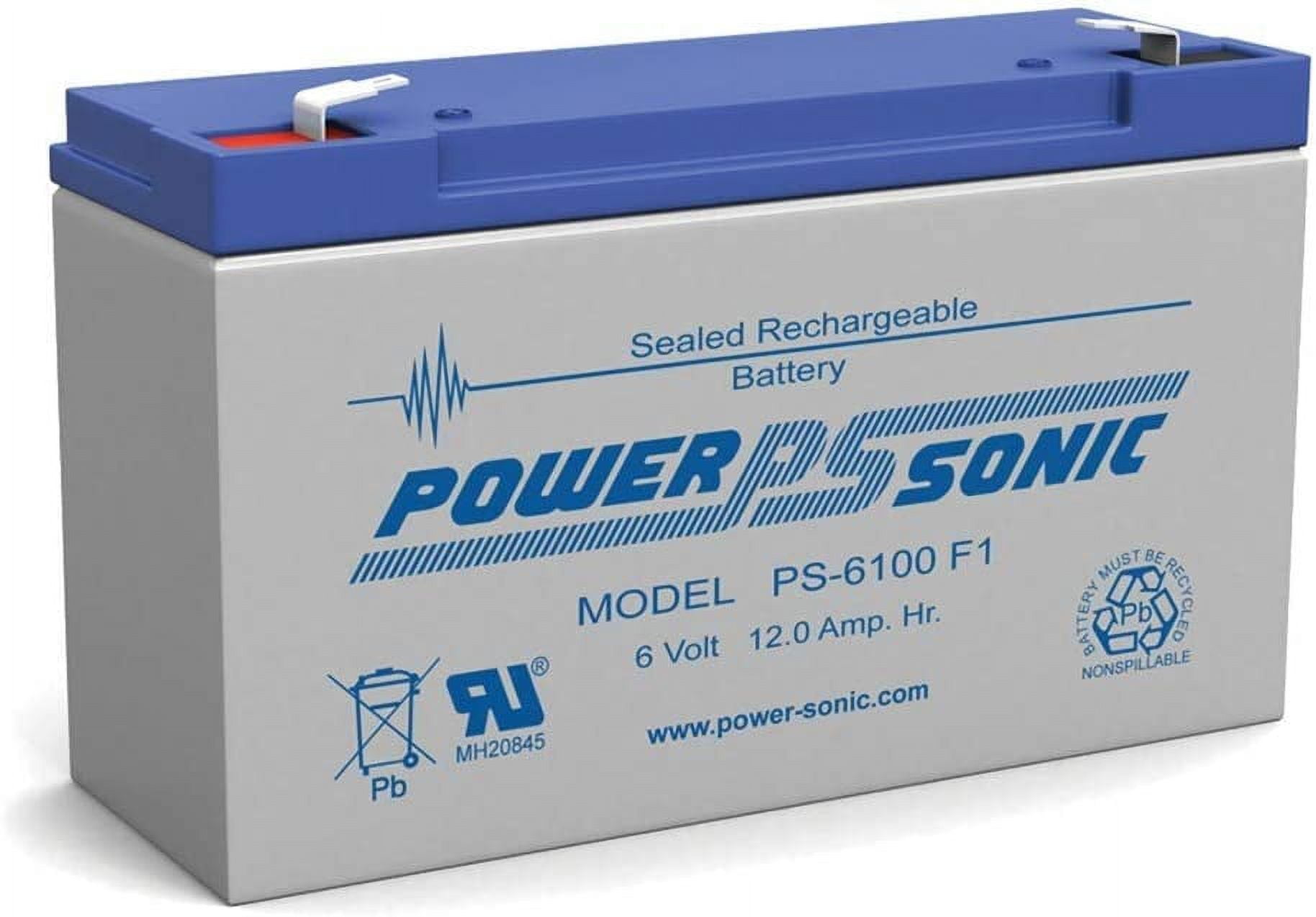 Powersonic PS-6100F1-6 Volt/12 Amp Hour Sealed Lead Acid Battery with 0 ...