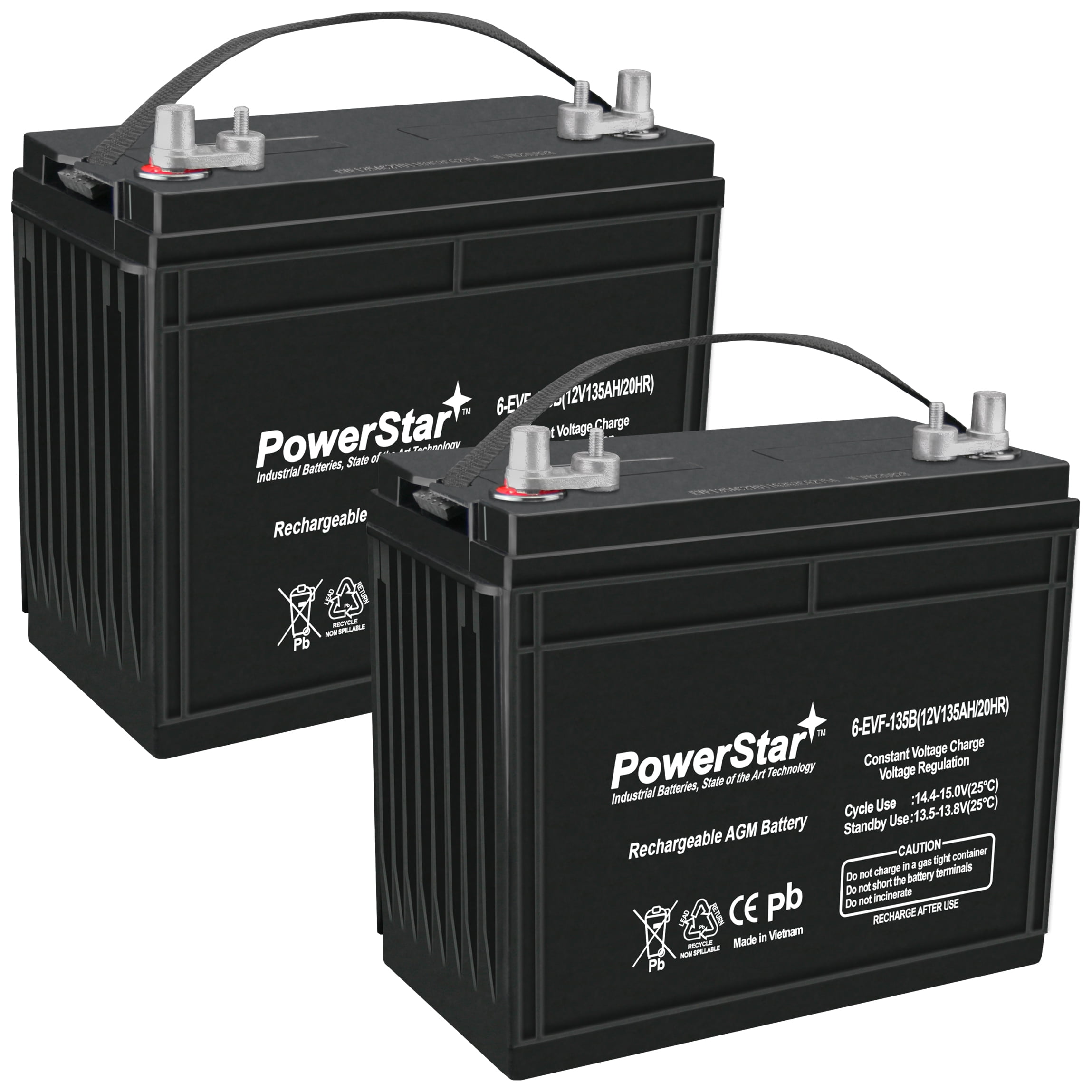Powerstar 12V T1275-AGM Deep Cycle AGM Battery X2 - Walmart.com