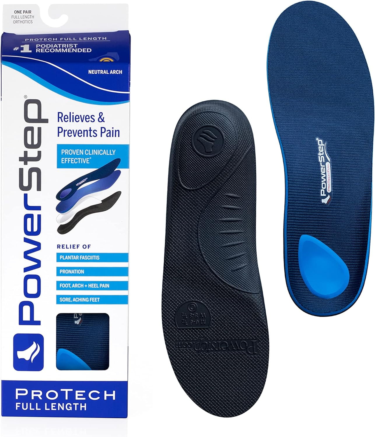 Powerstep 1005-01I SIZE I-J Protech Full Length Orthotics M12-13 (1 ...