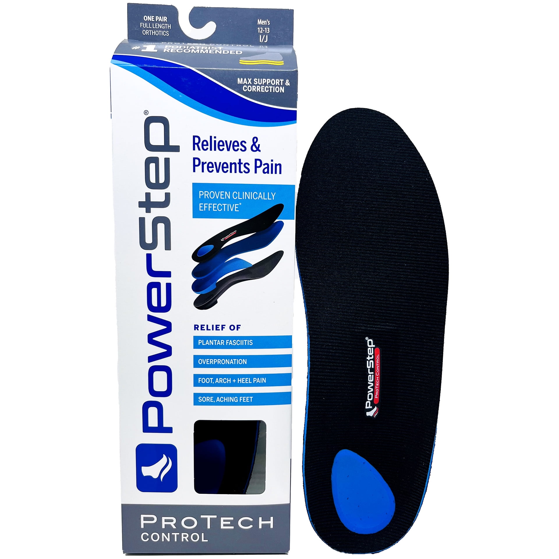 Powerstep Insole Protech Control Full Length (Men 12-13, Women 14-15 ...