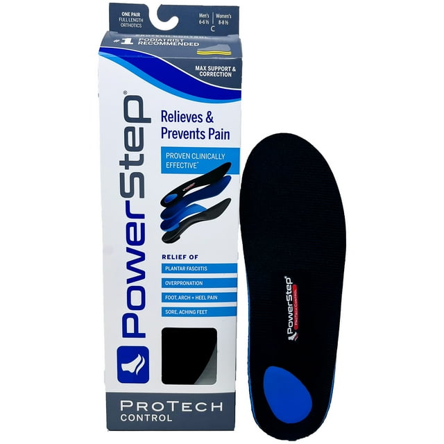 Powerstep Insole Protech Control Full Length (Men 6-6.5, Women 8-8.5 ...