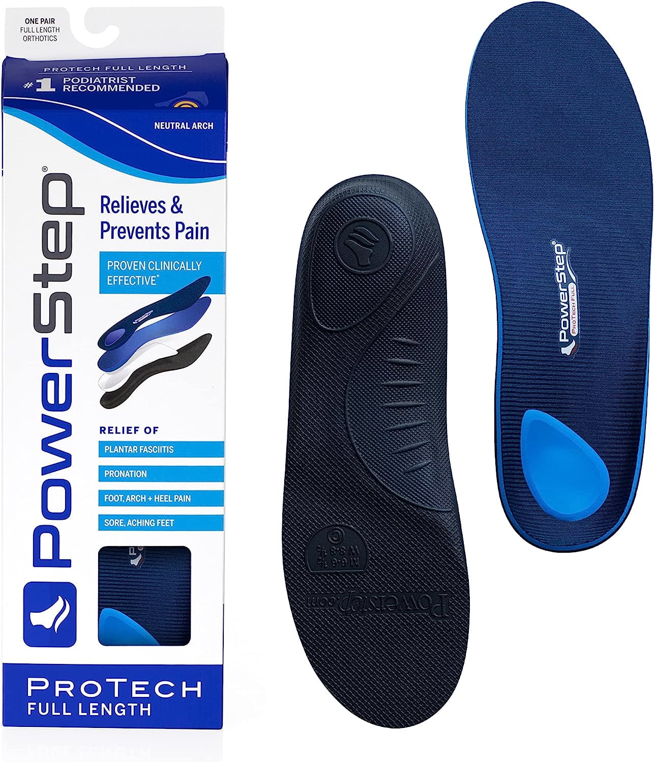 Powerstep Protech Full Length Orthotic Insoles HSA/FSA Eligible ...