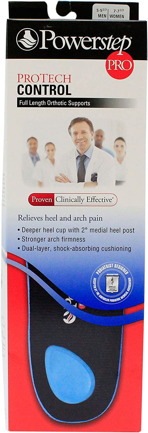 Powerstep SIZE B Protech CONTROL Full Length Orthotics W: 7 – 7 ½, M: 5 ...
