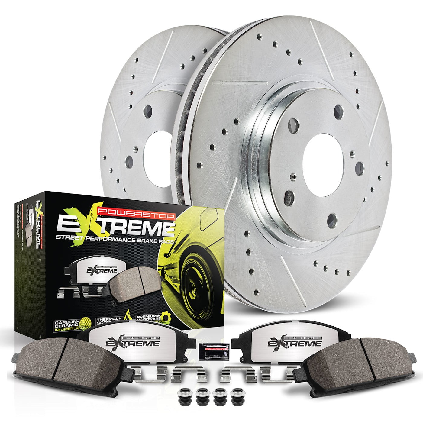 Powerstop K4816-26 2-Wheel Set Cross-Drilled and Slotted Brake Disc and ...