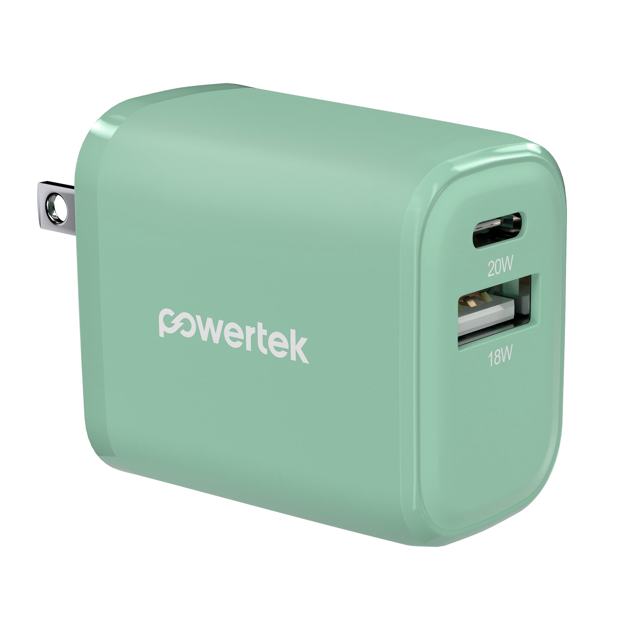 Powertek 20W USB-C + USB-A Wall Charger, Fast Charging Power Delivery ...