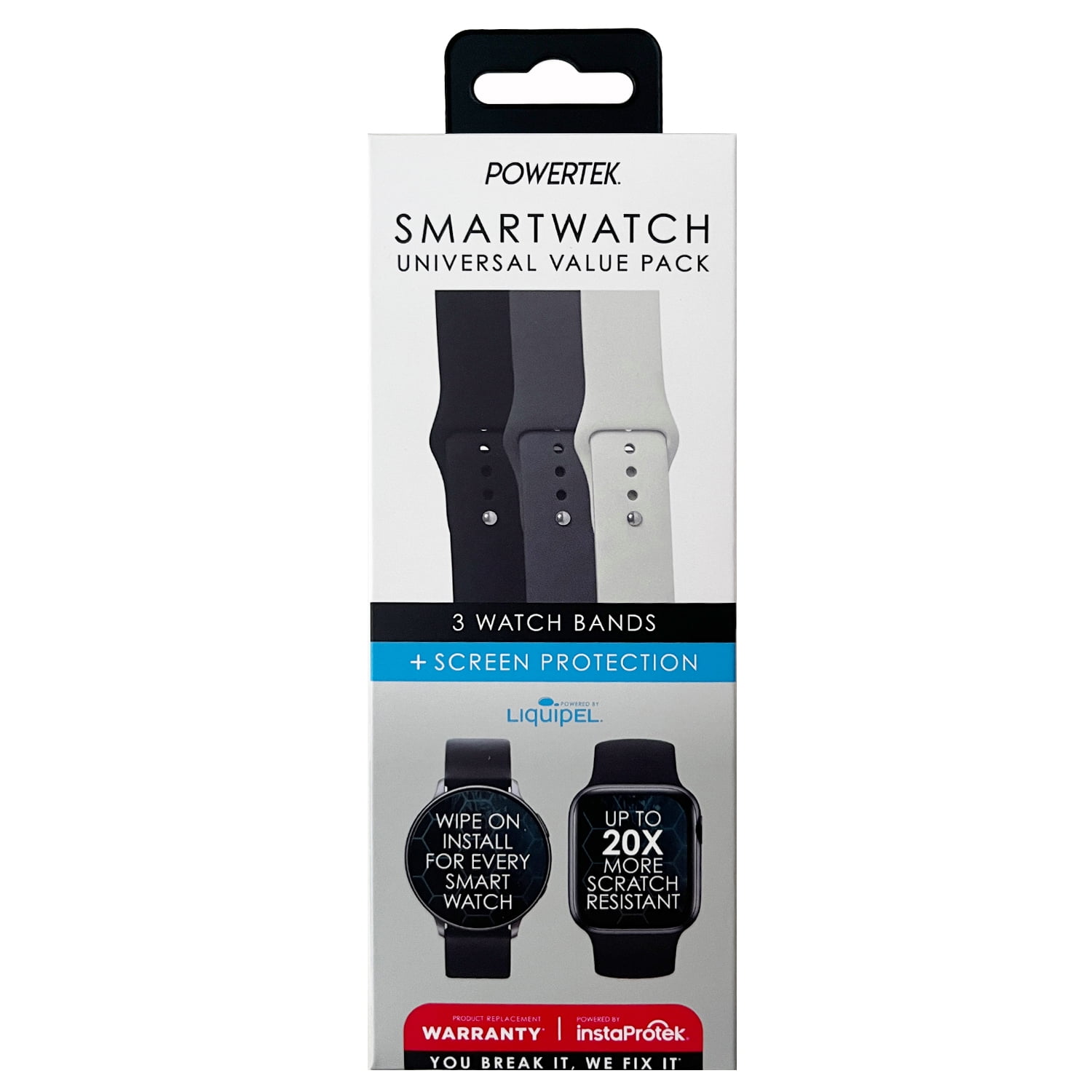 Powertek Universal Watch Band & Liquid Glass Screen Protector Bundle ...