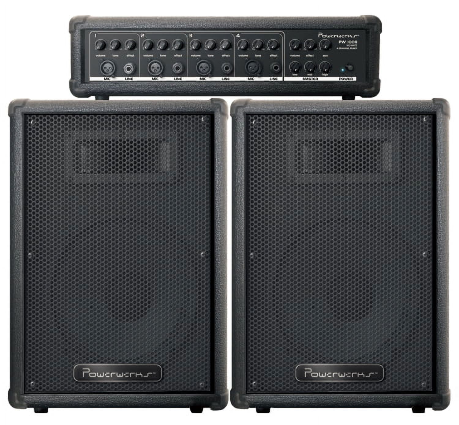 Powerwerks PW100 10" P.A. Speaker Sound Box System W/ Mixer & 2 ...