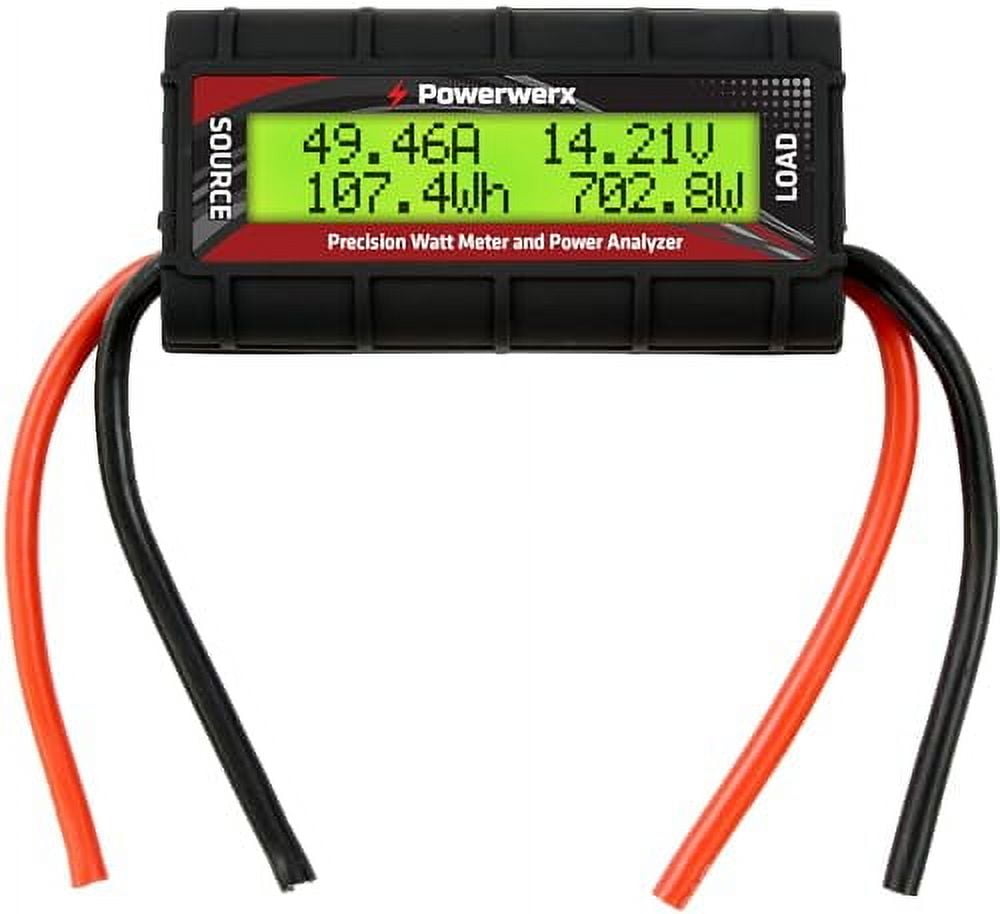 Powerwerx Watt Meter-Bare, DC Inline Power Analyzer, 45A Continuous, 12 ...