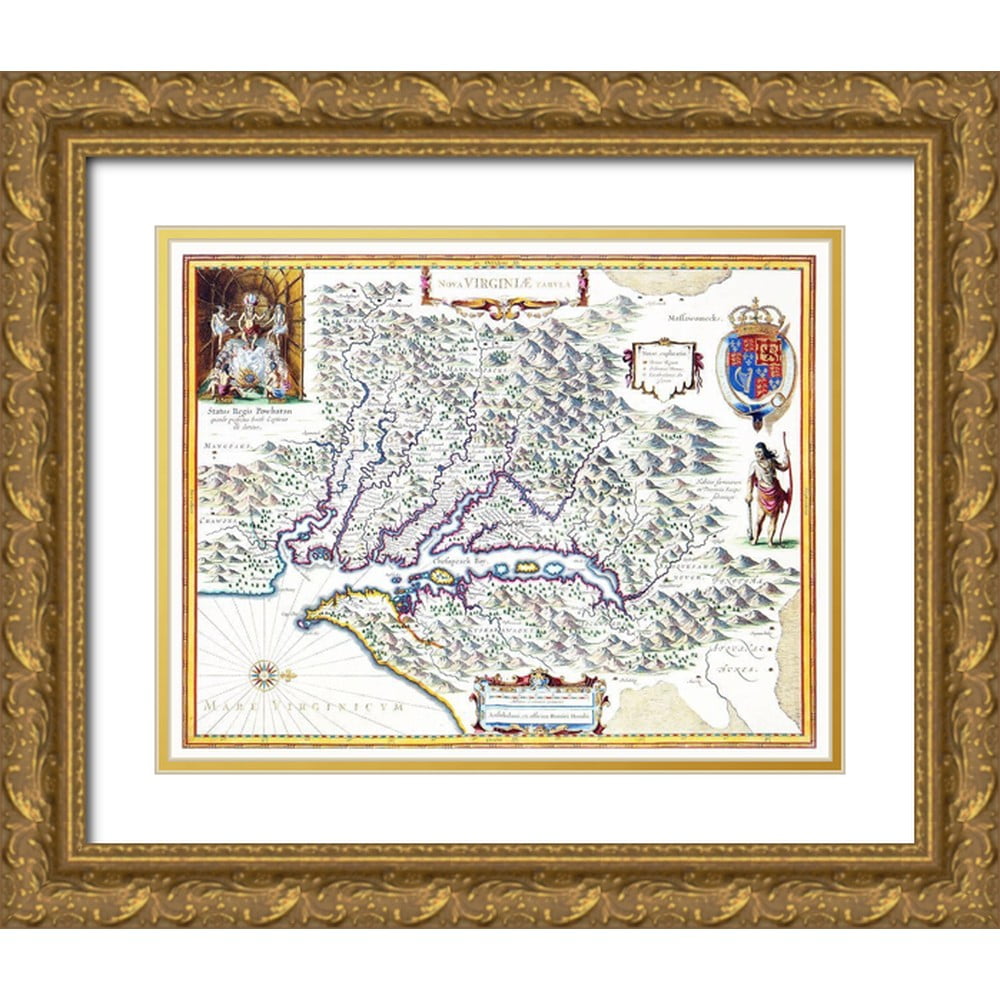 Powhatan 32x26 Gold Ornate Wood Framed with Double Matting Museum Art ...