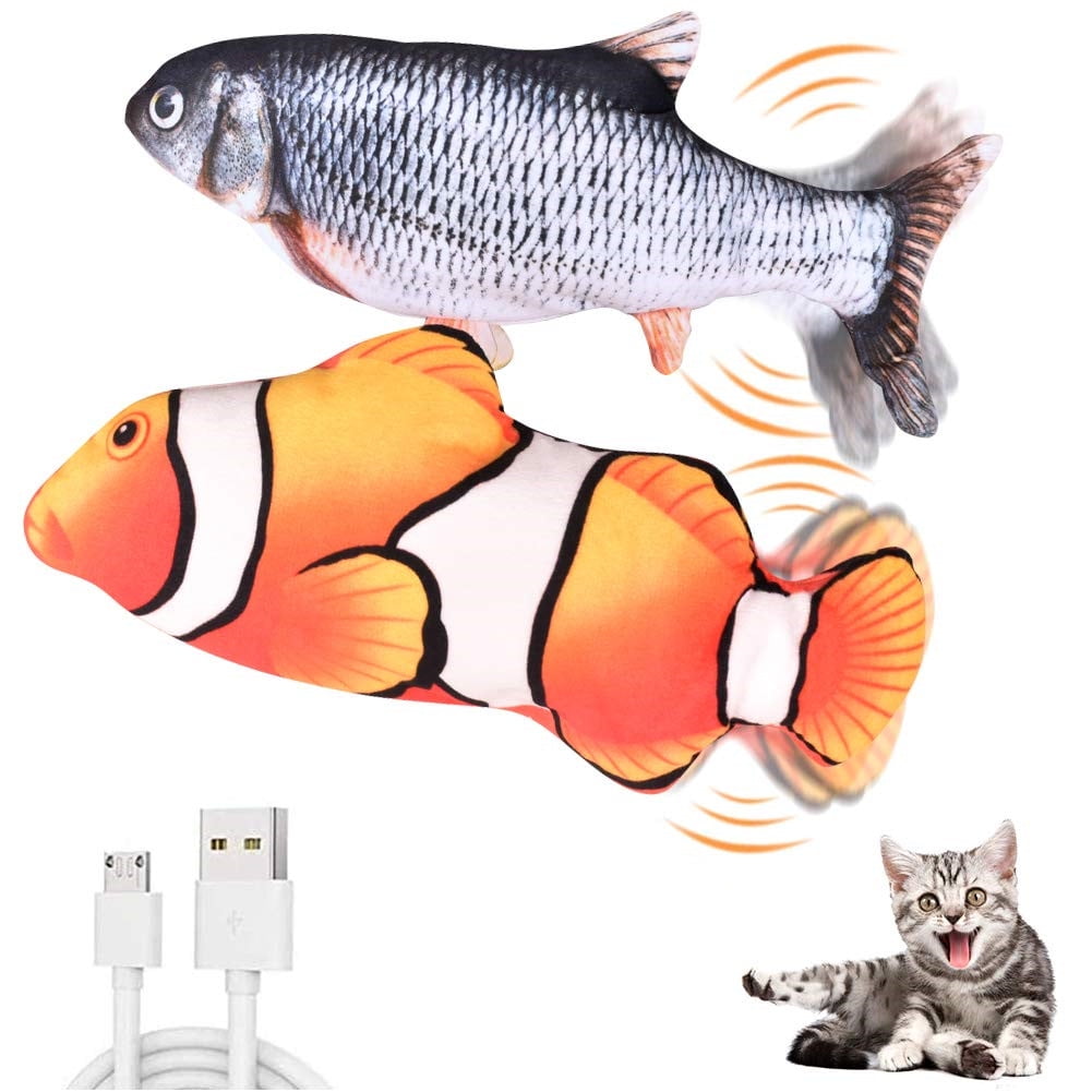 Powiller 2 Pack Electric Moving Cat Kicker Fish Toy, Interactive ...