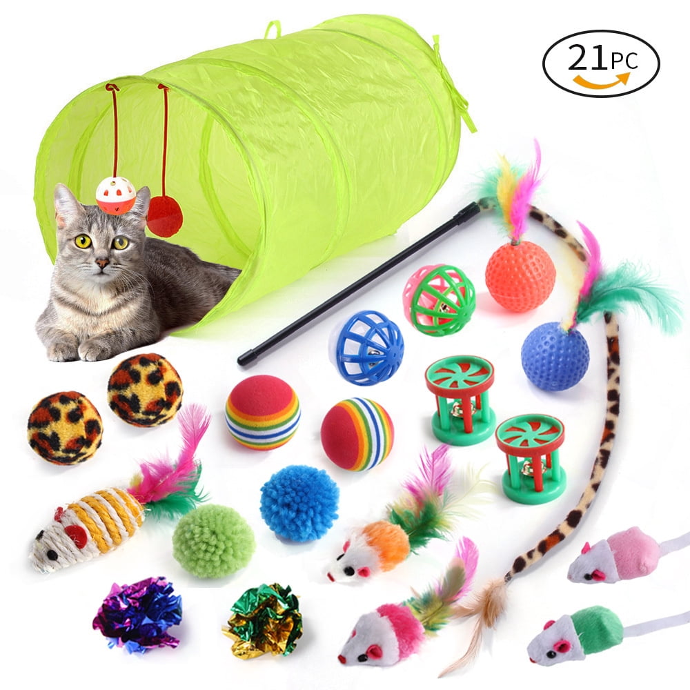 Powiller 21 PCS Cat Toys Kitten Toys Assortments, Cat Feather Teaser ...