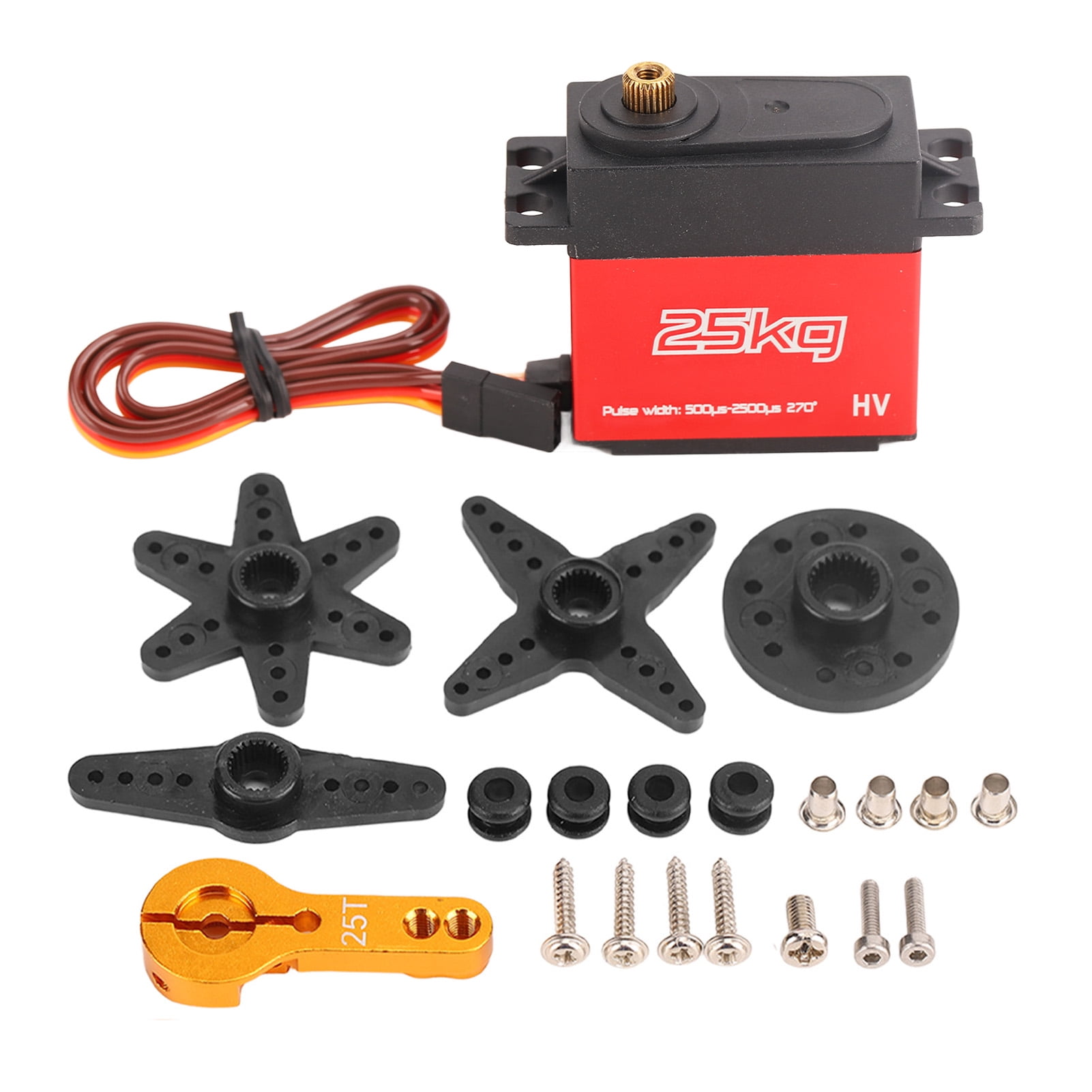 Powkky 25KG Digital Servo Waterproof Low Noise High Torsion 270 Degree 25T Metal Gear Servo for ...