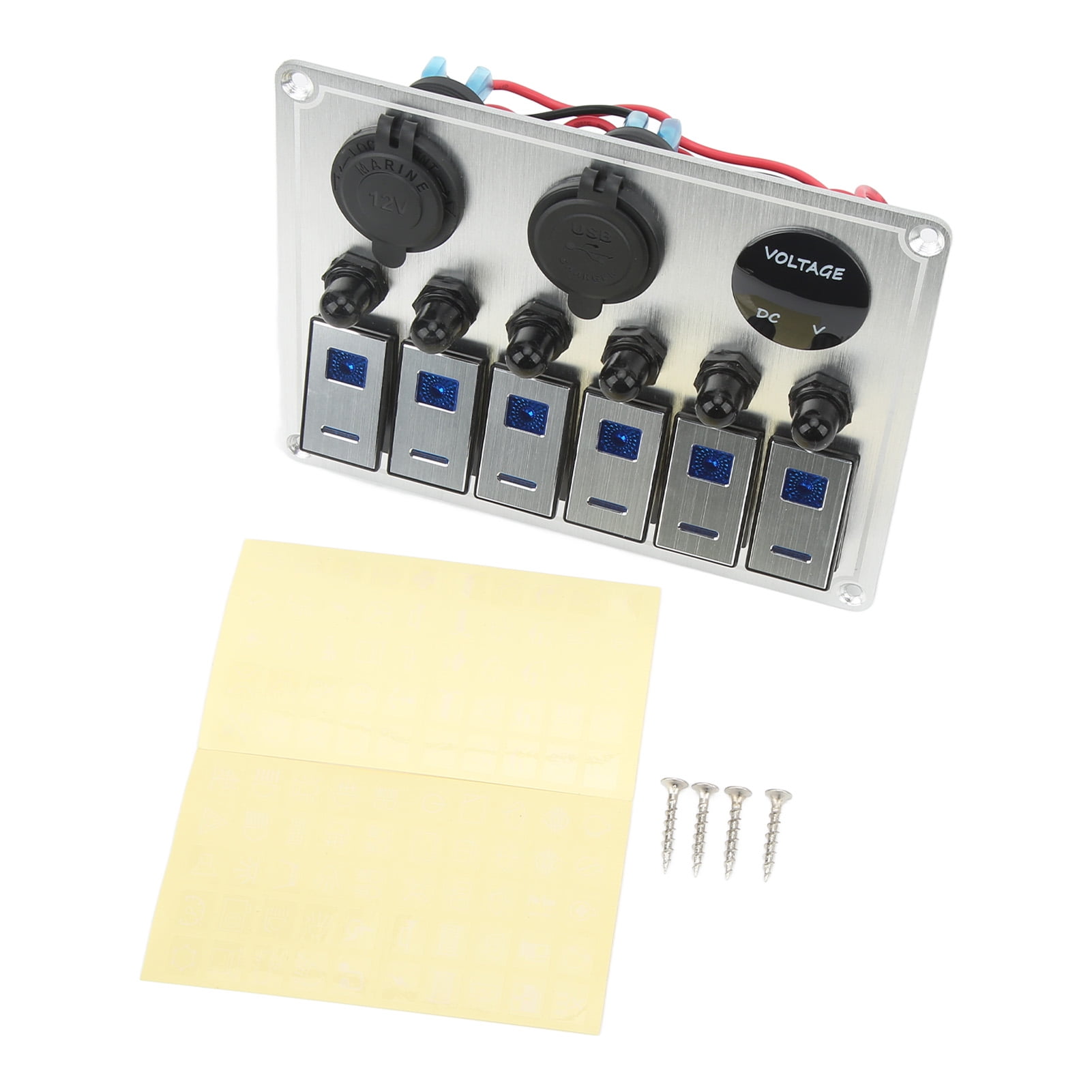 Powkky 6 Gang On Off Rocker Switch Panel Waterproof Toggle Switch Panel ...