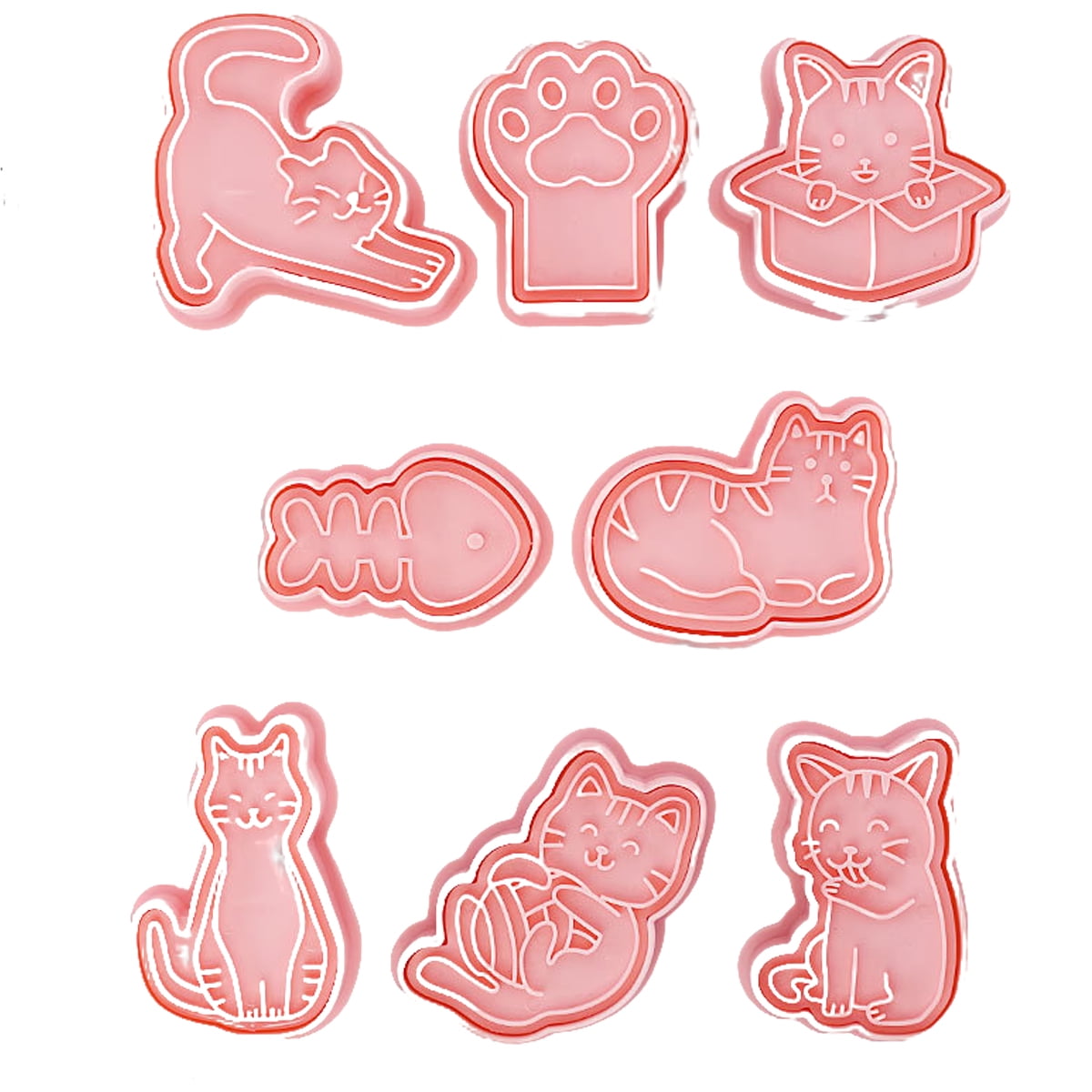 Powodzenia Cat Mold Set -8 pieces - Cat Printed Embossed Cookie molds ...