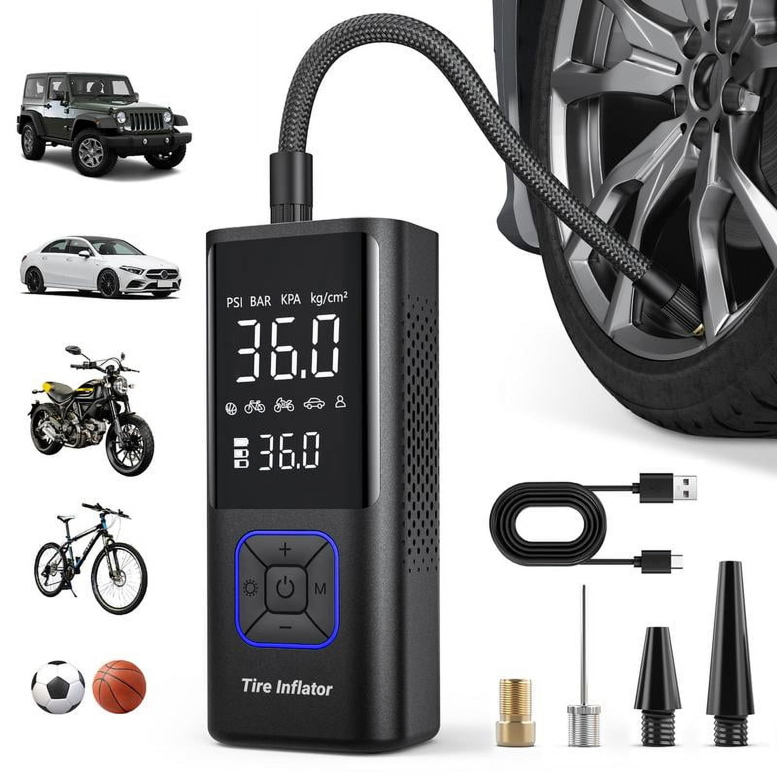 Portable Car and Inflatables Tire Inflator with Large-Capacity Battery ...