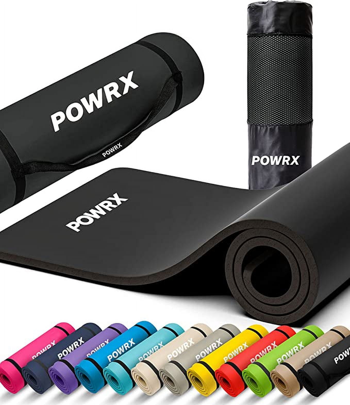 "Powrx UK Large Yoga Mat, 0.6"" Thick, Extra-Thick Exercise, Non-Slip ...