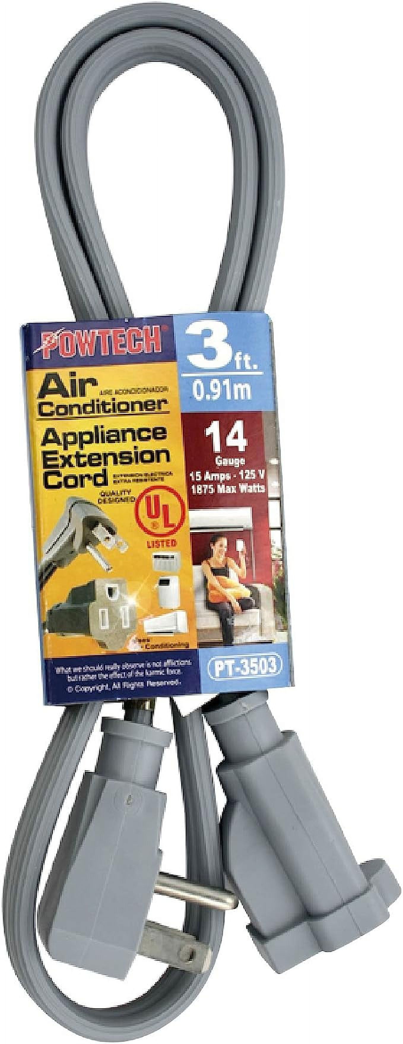 Powtech 14 Gauge 3ft 1 Outlet Grounded 3-Pronged Heavy Duty Extension ...