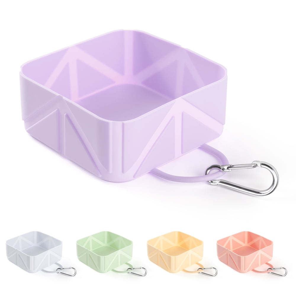 PoyPet Collapsible Silicone Square Dog Bowls,Portable Foldable Bowl for ...