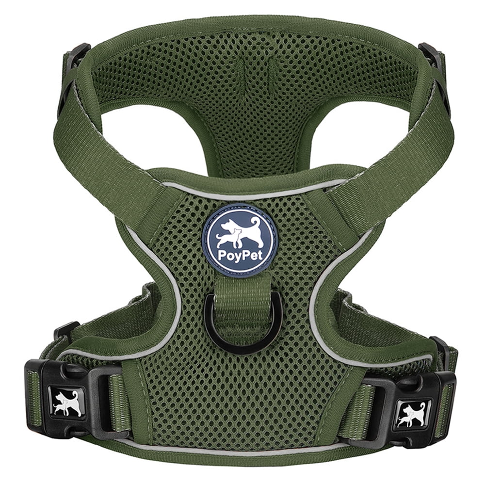 PoyPet Dog Harness, Adjustable Soft Breathable Mesh, Reflective, Green ...