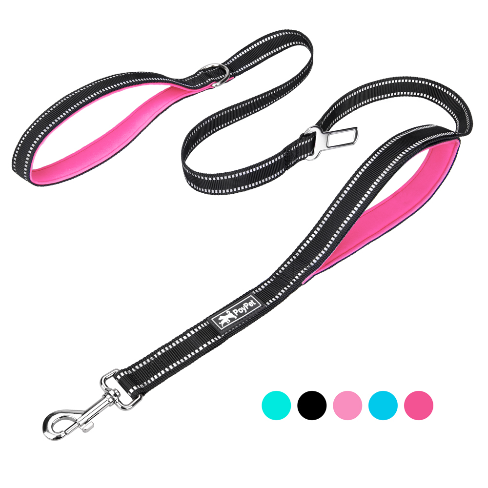 Vibrant Life Anti-Shock Padded Dog Leash, Medium, Pink, 5 feet ...