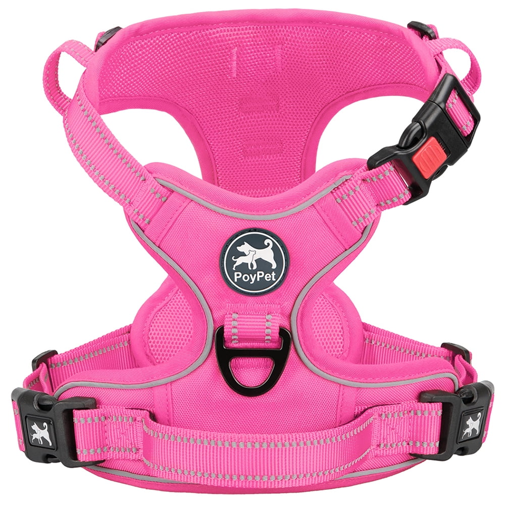 PoyPet Reflective Adjustable Dog Harness with Handle, Soft Padded Pet ...