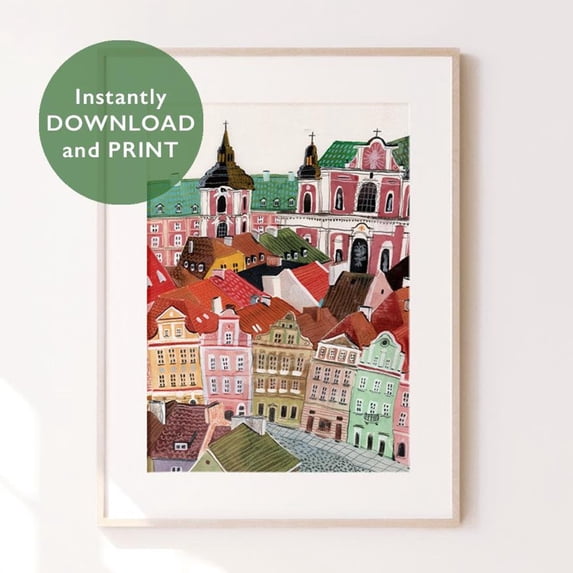 Poznan Old Town Travel Poster - Old City Art Print - Poznan Painting ...