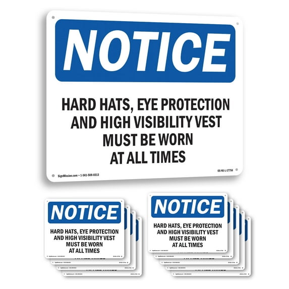 Ppe Must Be Worn At All Times OSHA Notice Aluminum Sign 10 Inch x 7 ...