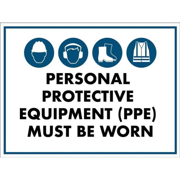 Ppe Must Be Worn Sign Metal 12"X8" Rust Free Aluminum,Indoor & Outdoor ...