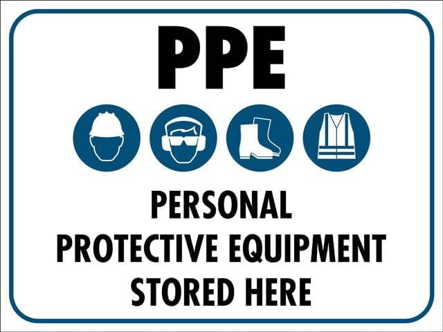 Ppe Personal Protective Equipment Stored Here Symbol Sign Rustic Metal ...
