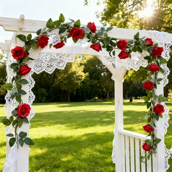 PpgejGEK 16 Heads Simulated Rose Rattan Wall Hanging, 200cm (78.74in ...