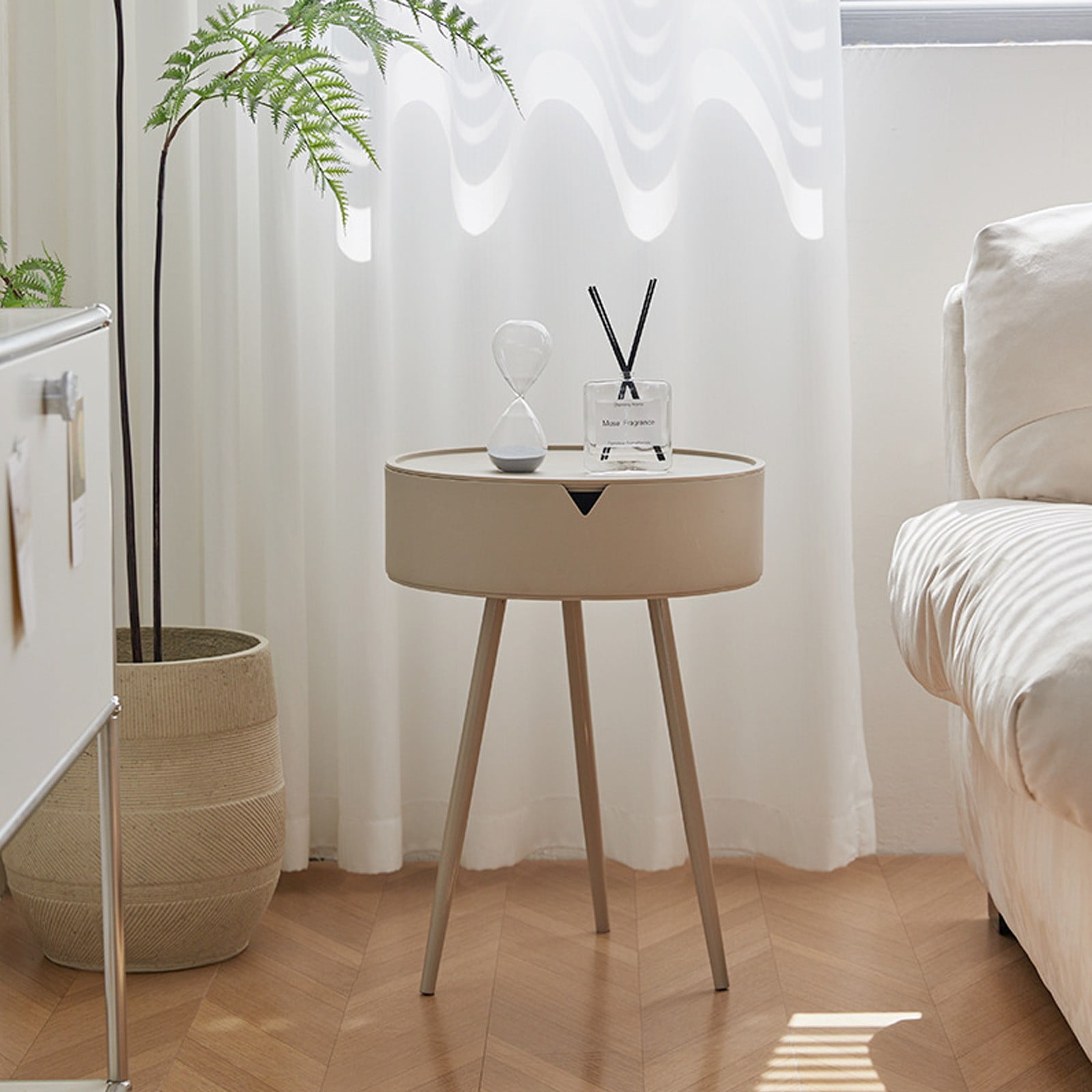 PpgejGEK Bedside Table Nightstand with Wireless Charging Compact Side ...