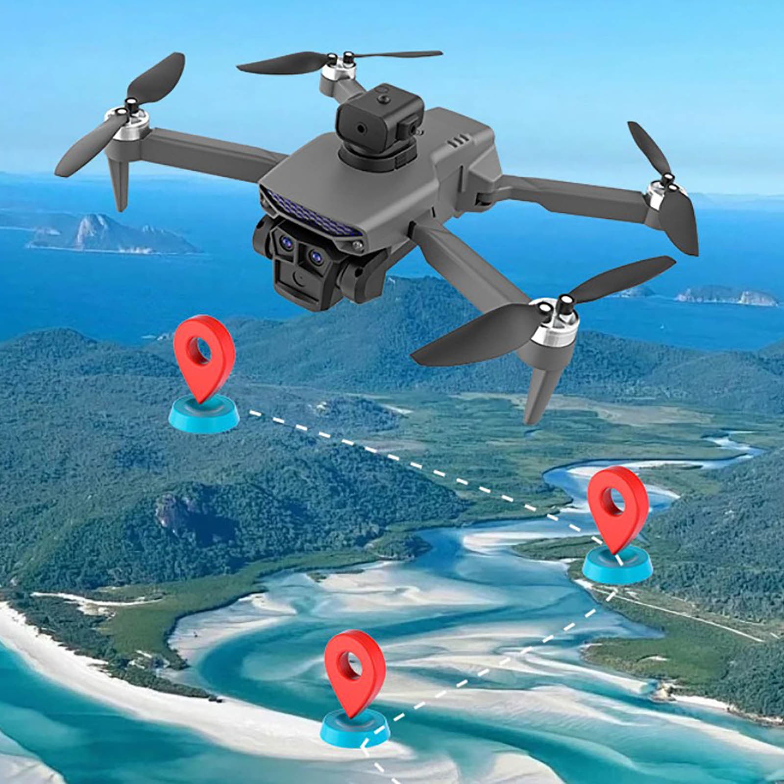 PpgejGEK Brushless Motor Drone with HD Camera, Folding Quadcopter for ...