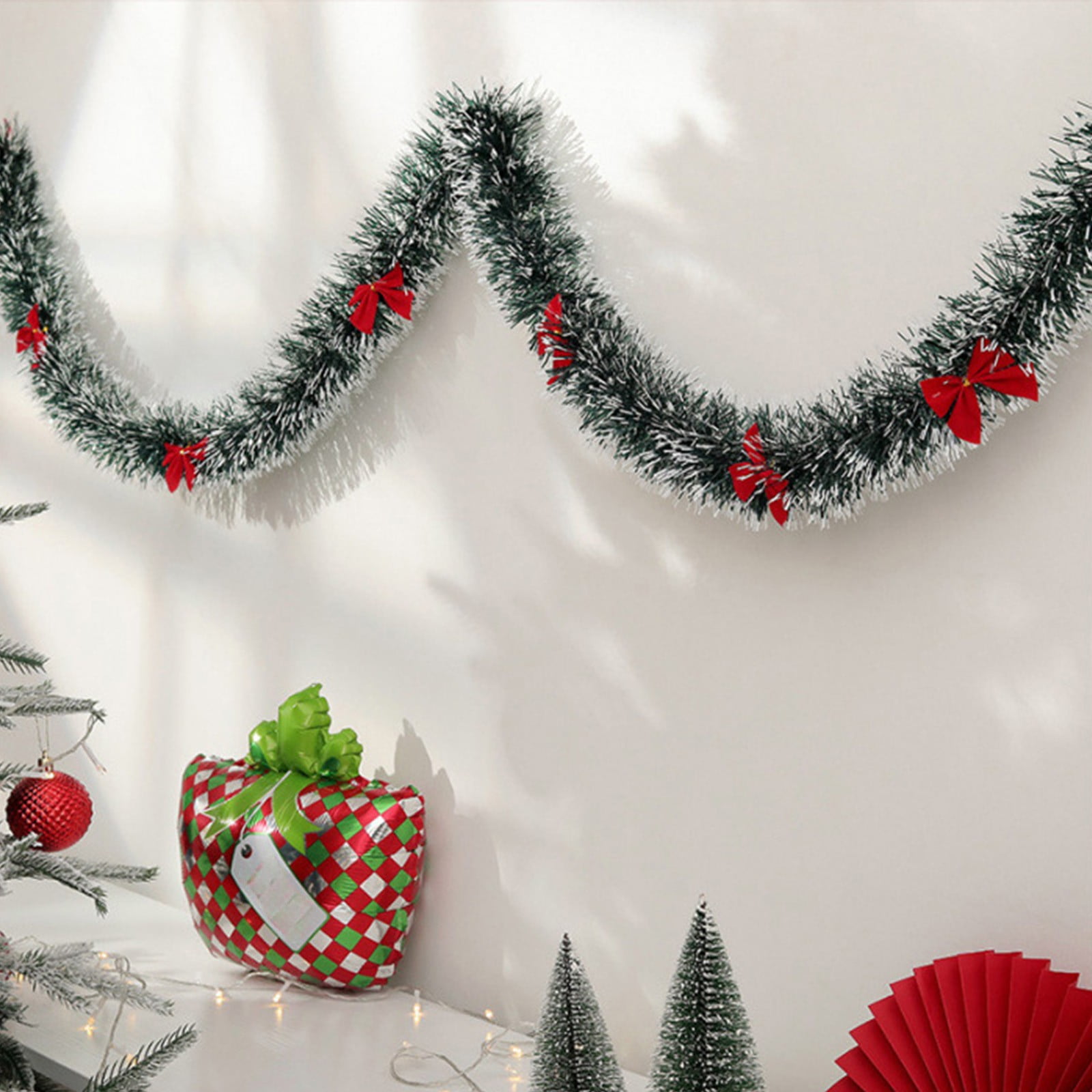 PpgejGEK Christmas Tree Vines Dark Green White Hairy Strips Festival ...