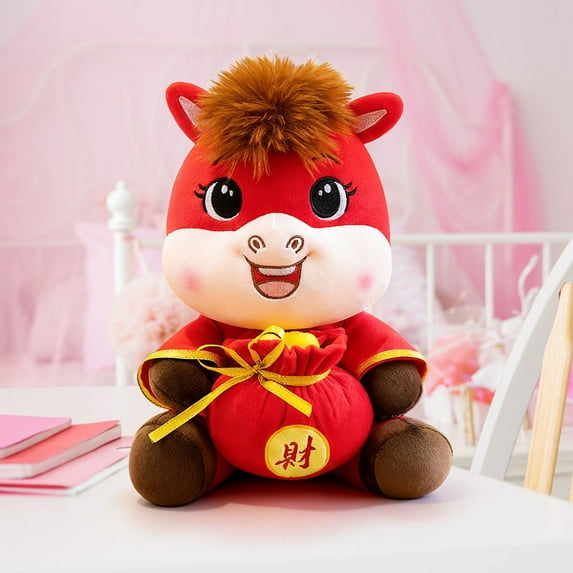 PpgejGEK Cute Horse Doll with Money Bag Plush Toy, Auspicious Baby ...