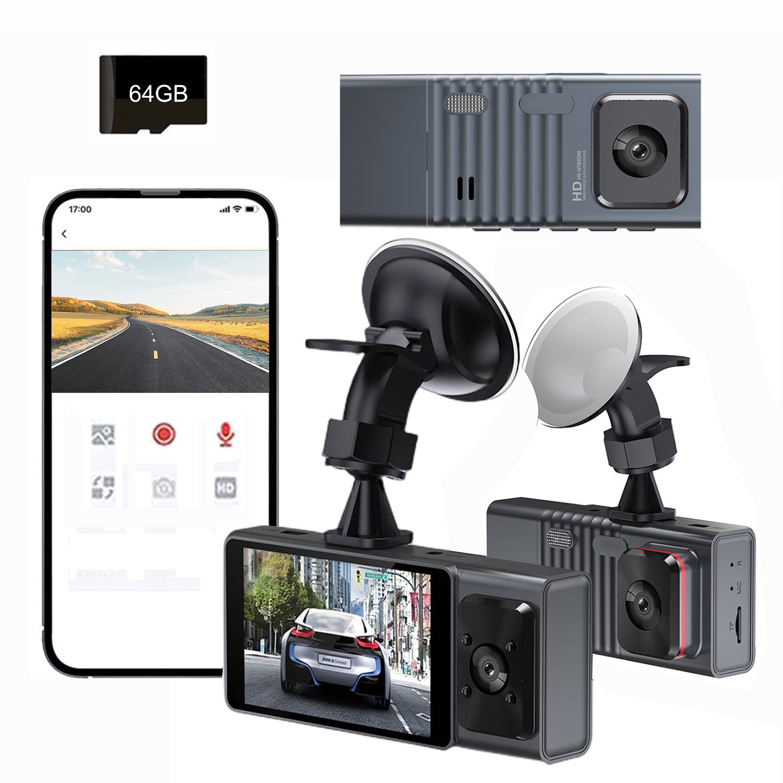 PpgejGEK Dash Cam with WiFi 1080P FHD Car Driving Recorder - Two Lens ...