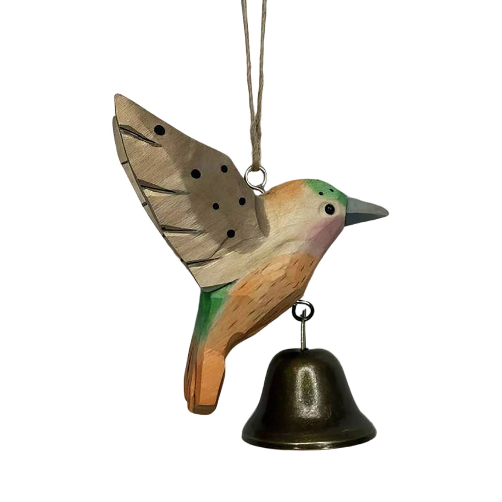 PpgejGEK Handcrafted Wooden Hummingbird Hanging Ornament with Bells ...