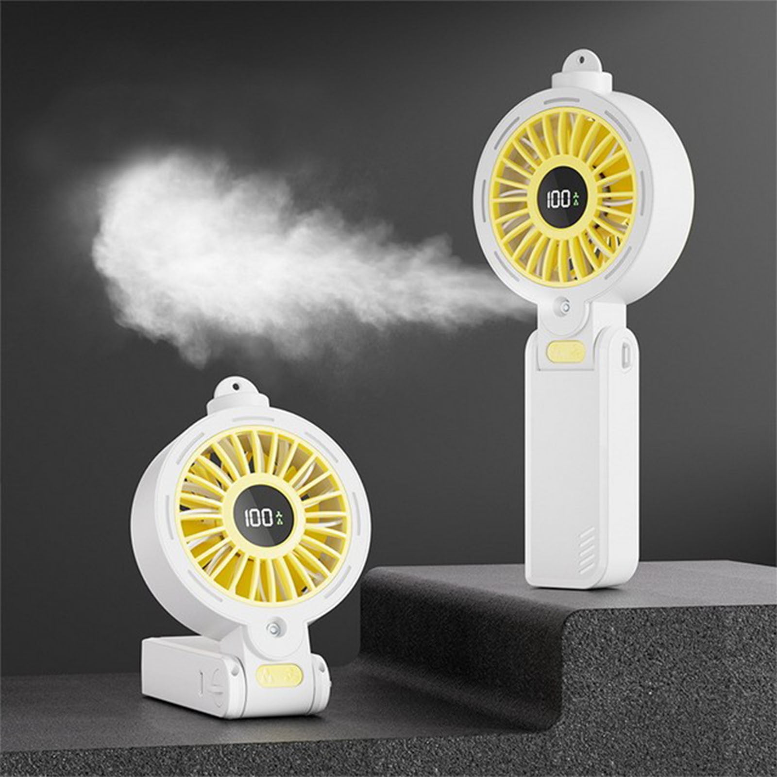 PpgejGEK Handheld Spray Digital Fan Portable Foldable with 6 Speeds ...