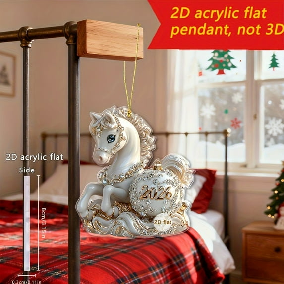 PpgejGEK Rhinestone Horse Ornament Keychain 2026, Festive Christmas ...