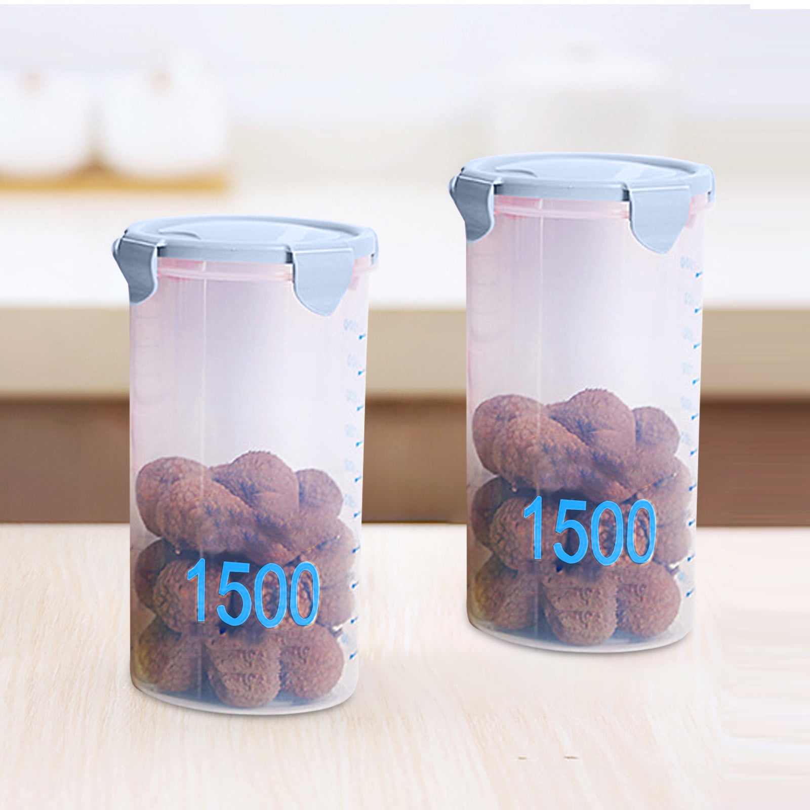 PpgejGEK Round Graduated Plastic Storage Jars with Sealing Lid, 4 Sizes ...