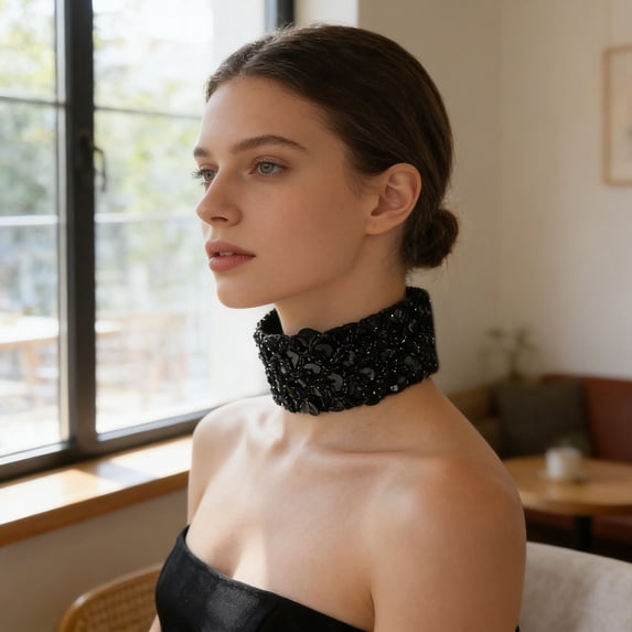 PpgejGEK Sequin Choker Necklace for Women Velvet Collar Sparkling Fish ...